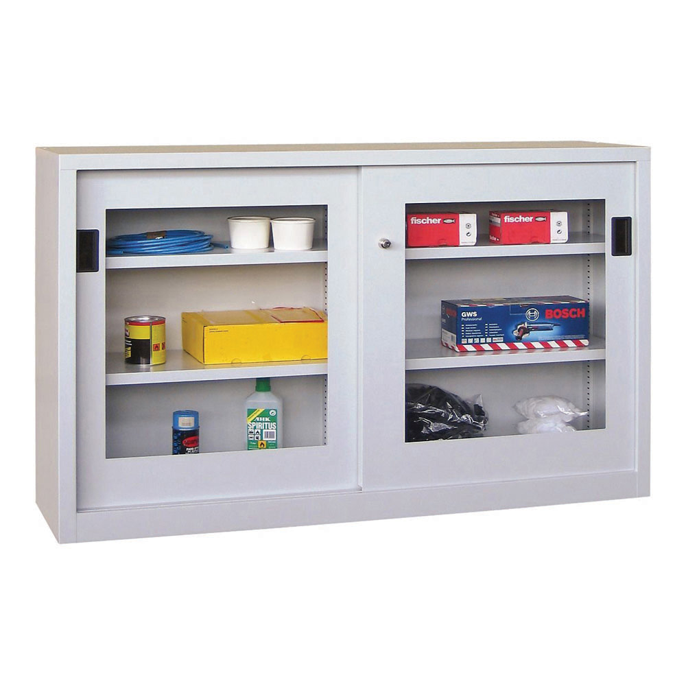 Schiebetürschrank mit Sichtfenster, HxB 1000 x 1500 mm, verzinkte Böden ...